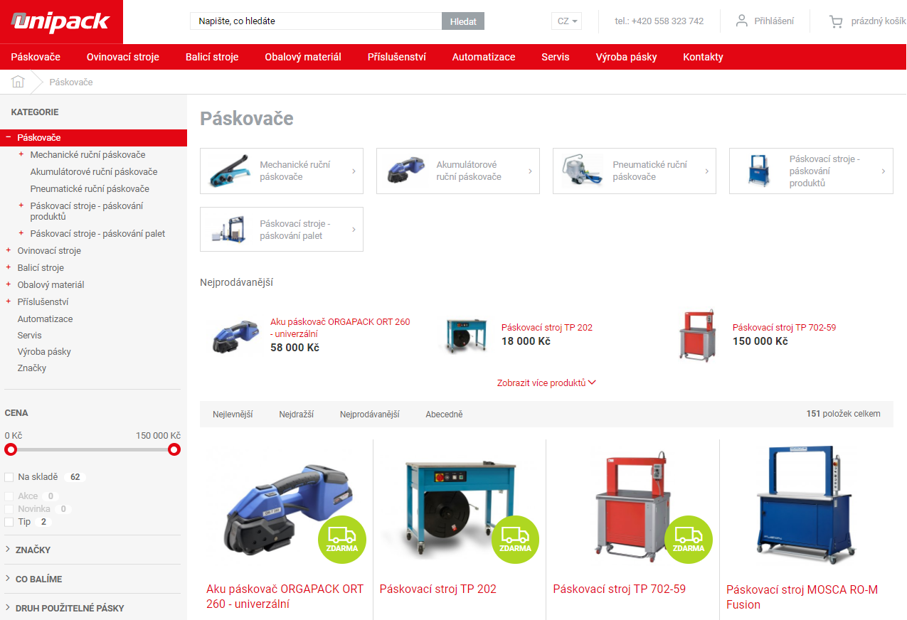 Nová internetová prezentace firmy UNIPACK - UNIPACK